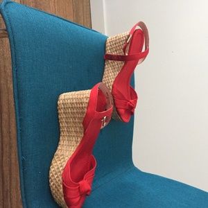 kate spade | Shoes | Kate Spade New York Red Grosgrain Sandals Size 7 ...